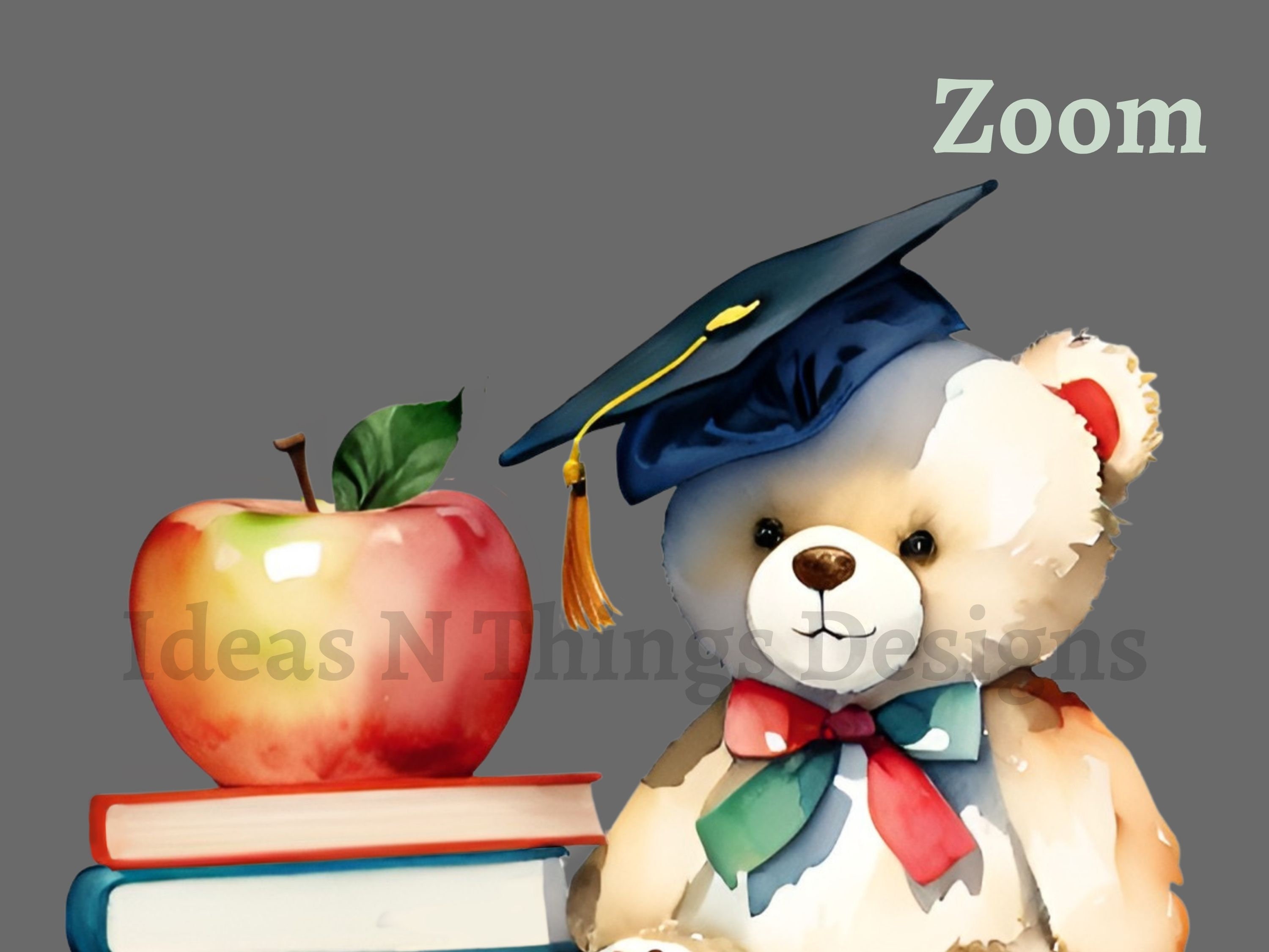 Graduation SVG and PNG Teddy Bear Cap Books Instant Download for ...