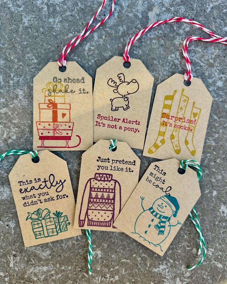 Funny Christmas Gift Tags: Sarcastic Holiday Labels, Kraft Cardstock ...