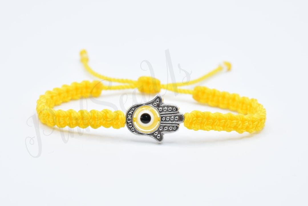 Hamsa Hand Yellow String Bracelet, Evil Eye Bracelet, Evil Eye ...