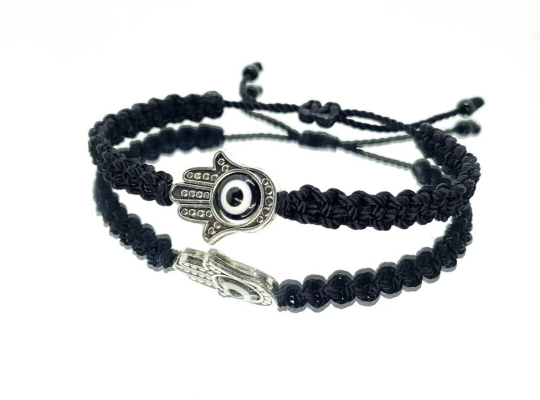 Hamsa Hand Black String Bracelet, Evil Eye Bracelet, Evil Eye ...
