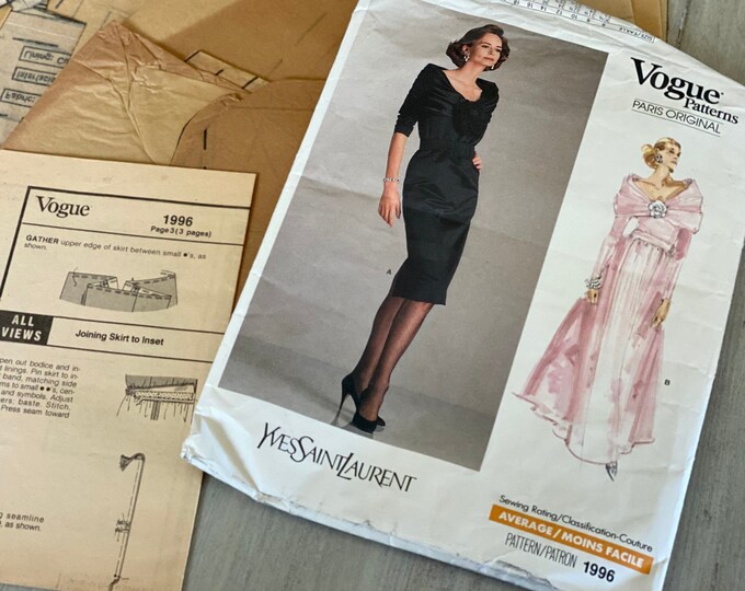 1980s Vogue Paris Original Pattern 1996/©1987/yves Saint Laurent ...