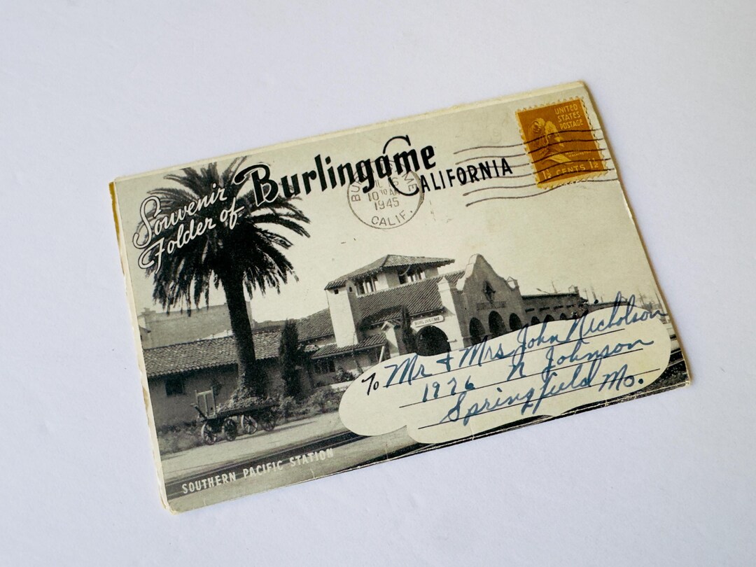 RARE 1940s Burlingame California Souvenir Folder With 1 1/2 Stamp/7 ...