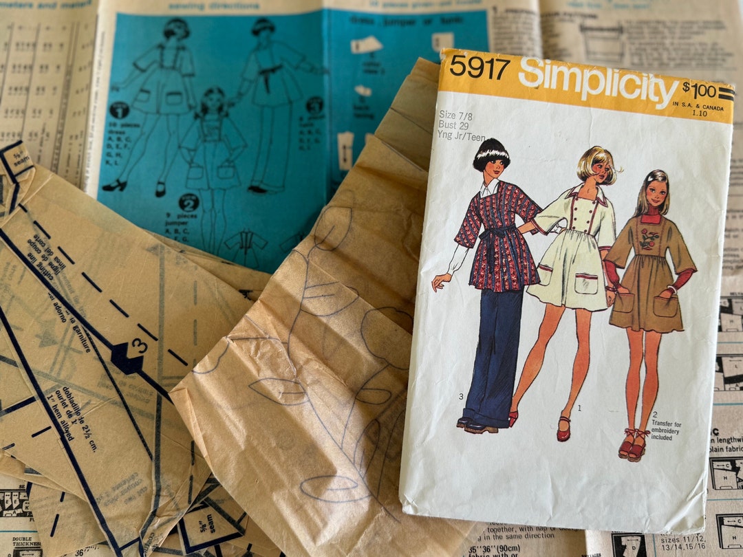 Vintage Simplicity 5917 Pattern Juniors Size 7/8 Mini Dess/jumper/tunic ...