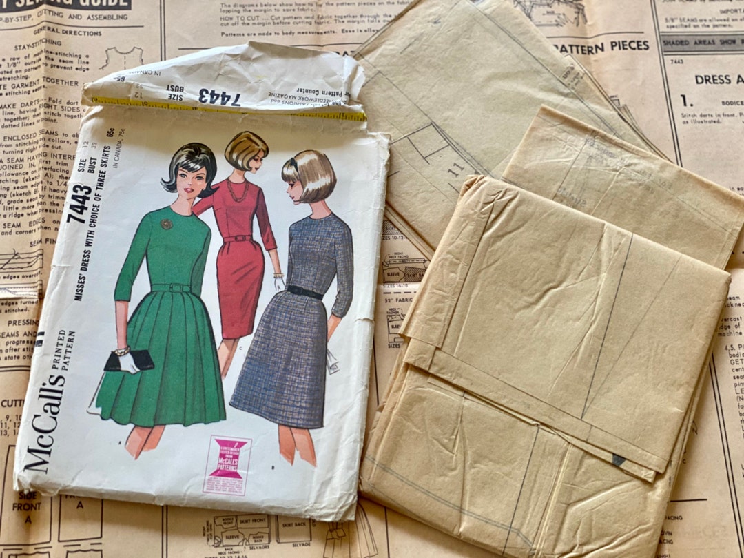 1960s Mccall's Pattern 7443/ Misses Dress Pattern Size 12/1964 Dress ...