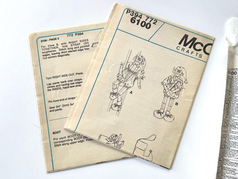 UNCUT 1990s Mccall's Christmas Crafts Pattern 6100- Elf, Stockings ...