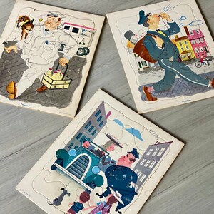 3 Mid Century Puzzles by Playskool/mailman/policeman/milkman/golden ...