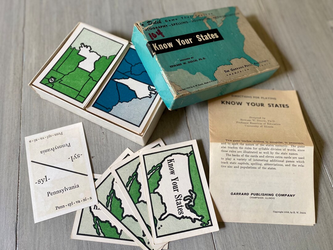 Vintage Dolch Game Know Your States/1956 Dolch Cards/vintage School ...