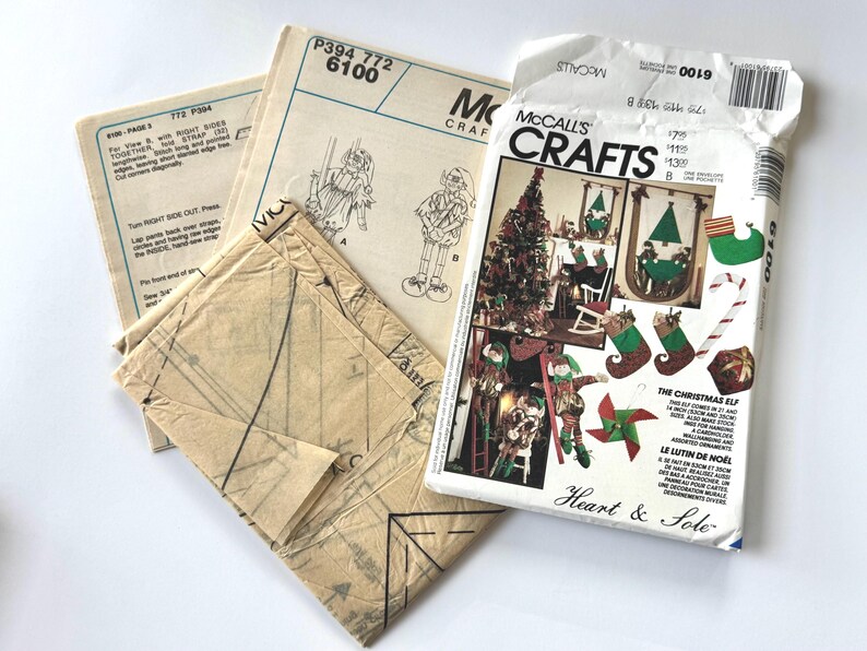 UNCUT 1990s Mccall's Christmas Crafts Pattern 6100- Elf, Stockings ...