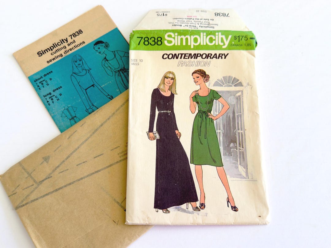 UNCUT Simplicity Vintage Dress Pattern 7838, Size 10 Miss ...