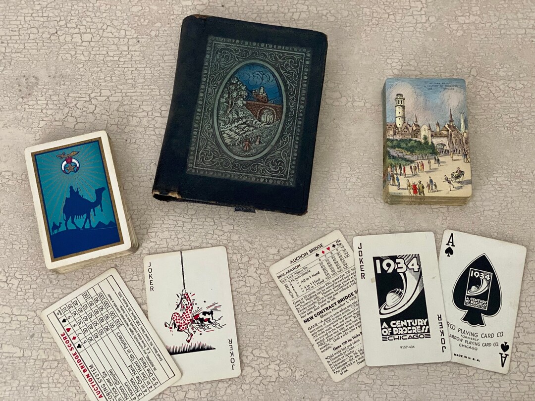 1930s Playing Cards and Embossed Leather Case/worlds Fair 1933-1934 ...