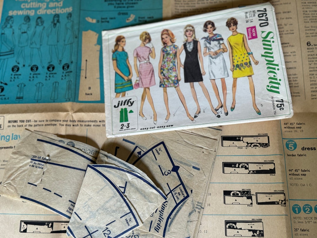 1960s Simplicity Pattern 7670/ Size 14/©1968/misses Jiffy Dress/simple ...