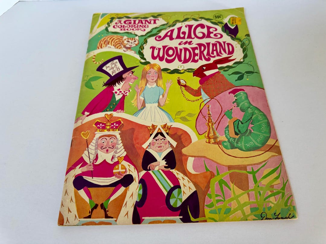Vintage Alice in Wonderland, A Giant Coloring Book/39 Pages, Uncolored ...