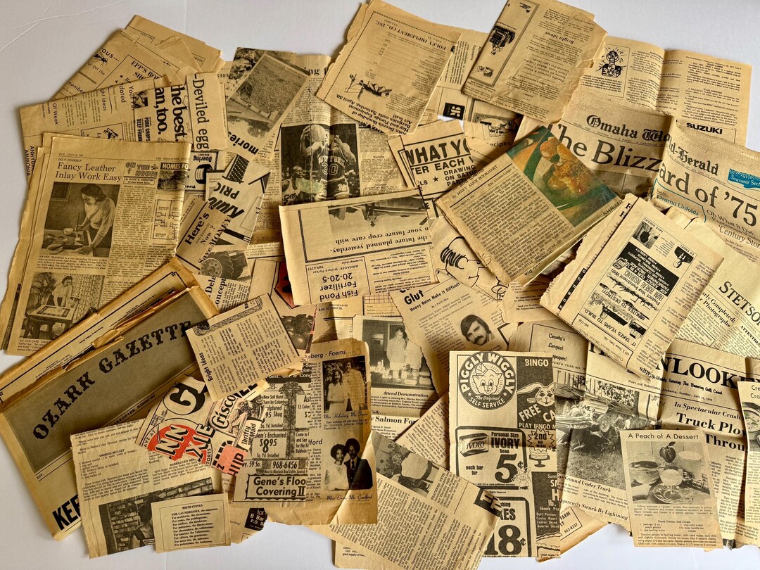 1940s-70s Vintage Newspapers, Clippings Bundle/memorabilia/scrapbook ...