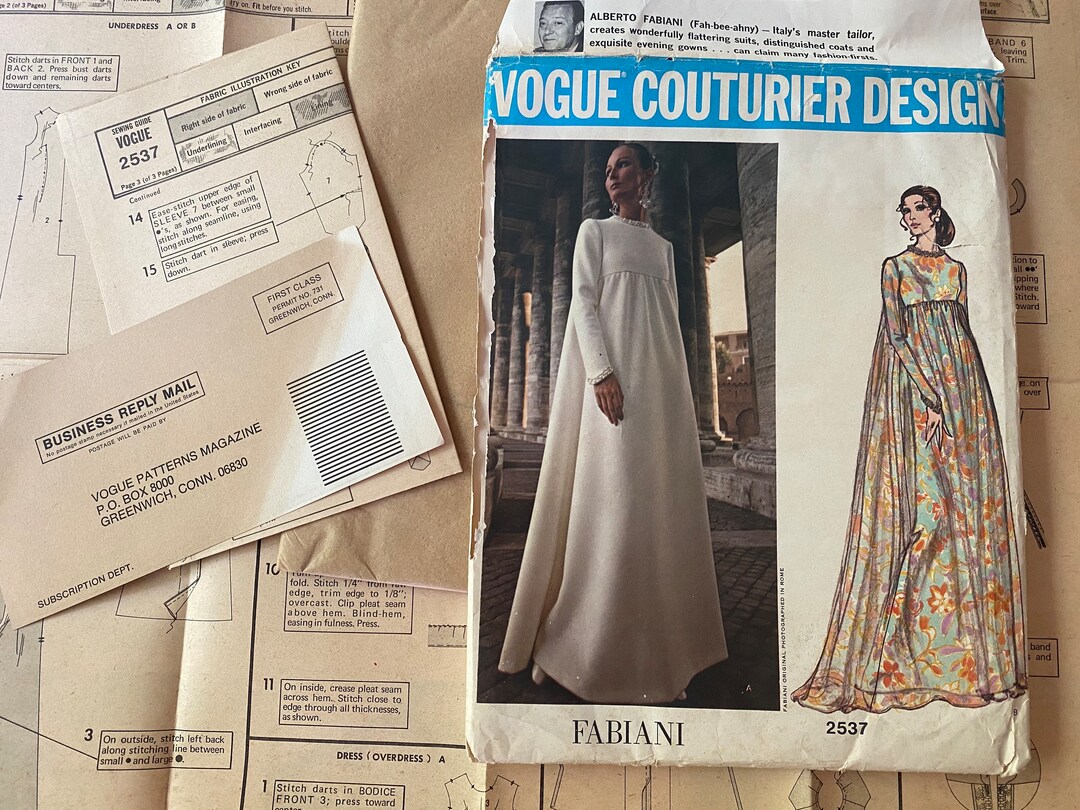 UNCUT 1970s Vogue Fabiani Pattern 2537/vogue Couturier Design/©1971 ...