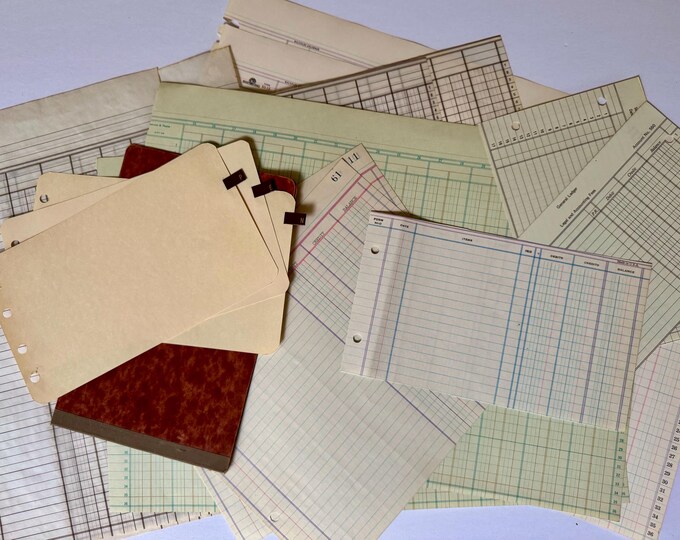 Lot of 15 Vintage Ledger & Office Paper Bundle/various Sizes/office ...