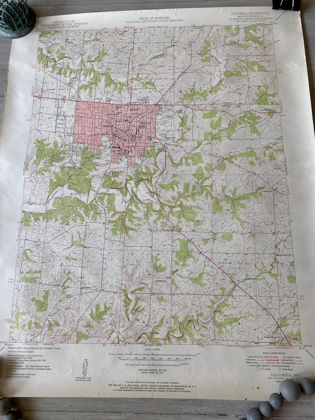 1948 State of Missouri Wall Map, Geological Survey and Water Resources ...