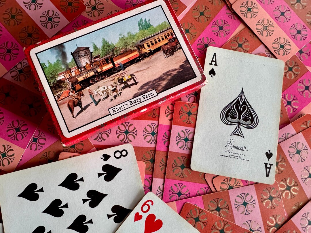 Vintage Knott's Berry Farm Playing Cards, Stancraft, Gold Gilt ...