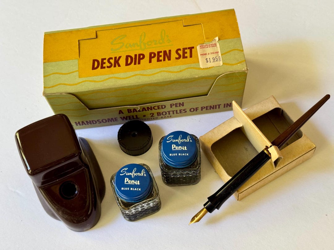 Vintage Sanford's Desk Dip Pen Set/deskette Set No. D51/A Balanced Pen ...