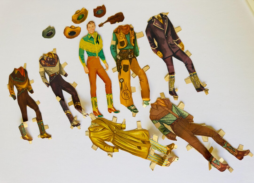 Vintage Roy Rogers Cowboy Paper Doll Set/12 Pieces/circa 1950s With ...