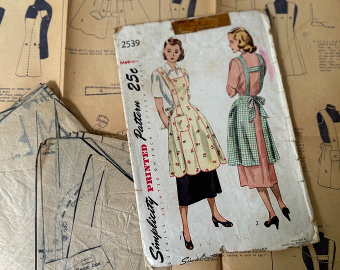 Scarce 1940s Apron Pattern/simplicity 2539/medium/©1948/vintage Apron ...