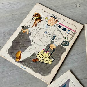 3 Mid Century Puzzles by Playskool/mailman/policeman/milkman/golden ...