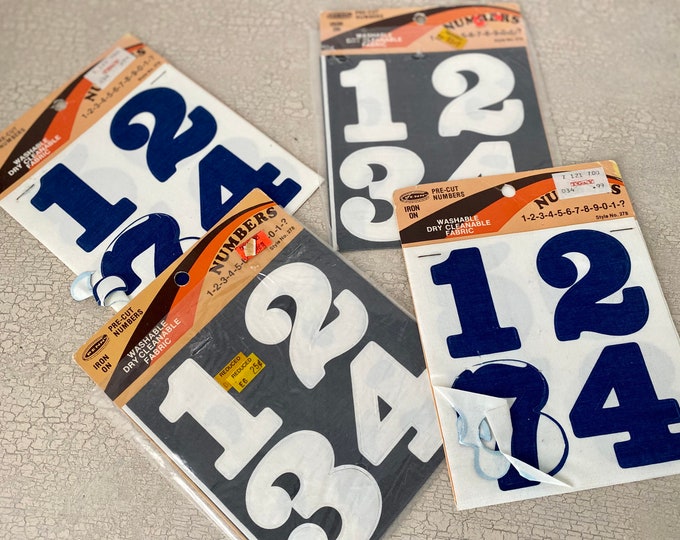 Iconic Vintage 1970s Large Bold Fabric Iron on Numbers Lot/washable/dry ...