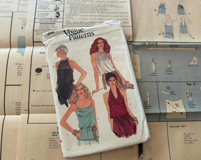 1970s Vogue Pattern 7245 Size 14/©1979/misses Halter Tops/complete ...