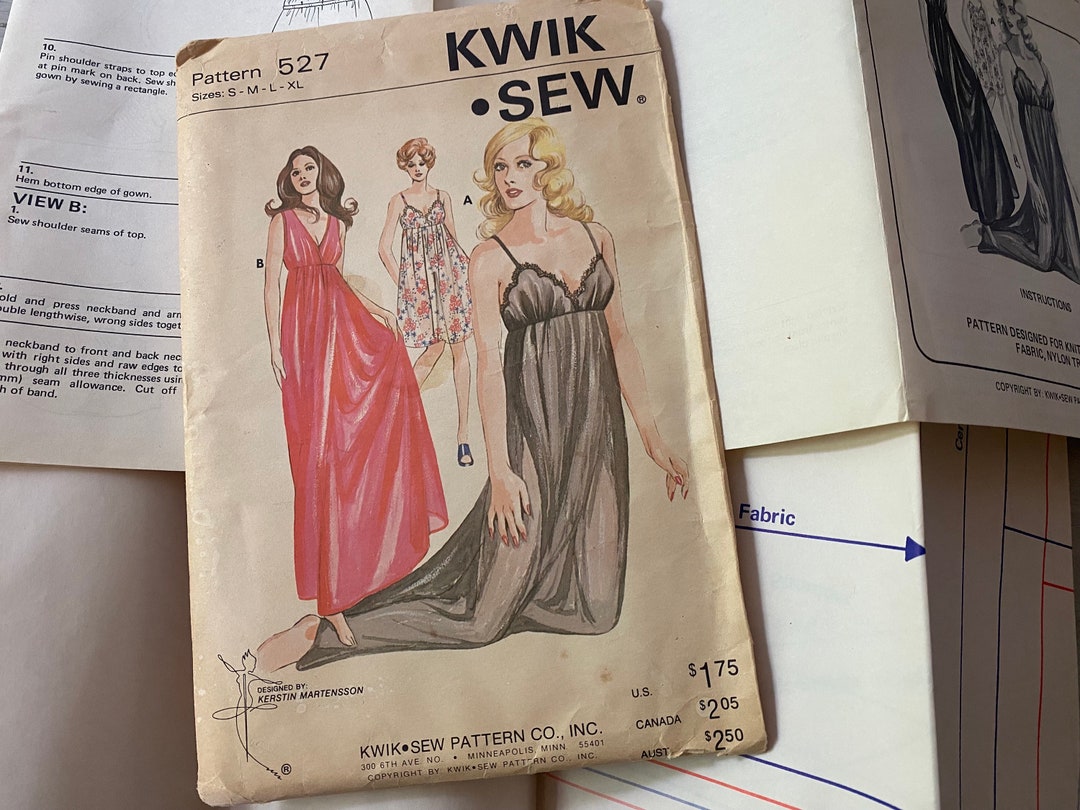 UNCUT Kwik Sew 527/very Rare Sewing Pattern for Nightie, Negligee/circa ...