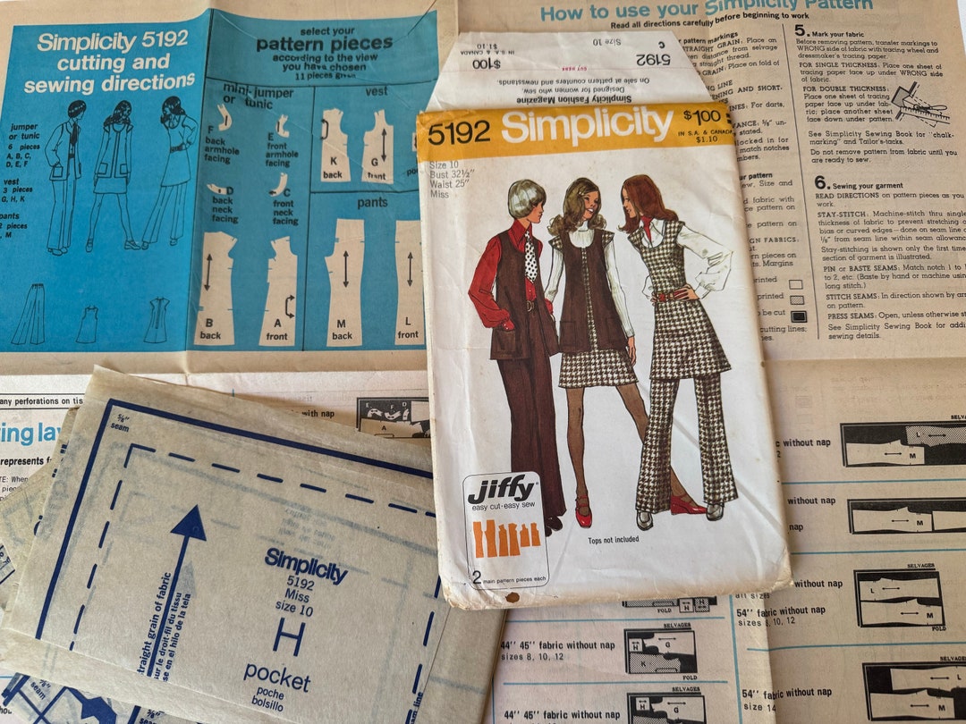 1970s Simplicity Pattern 5192 Size 10/©1972/partially Cut/misses Jiffy ...