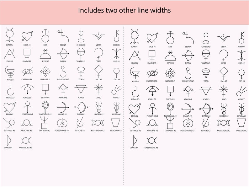 Asteroid Glyphs Goddess Glyphs Astrology Glyphs - Etsy