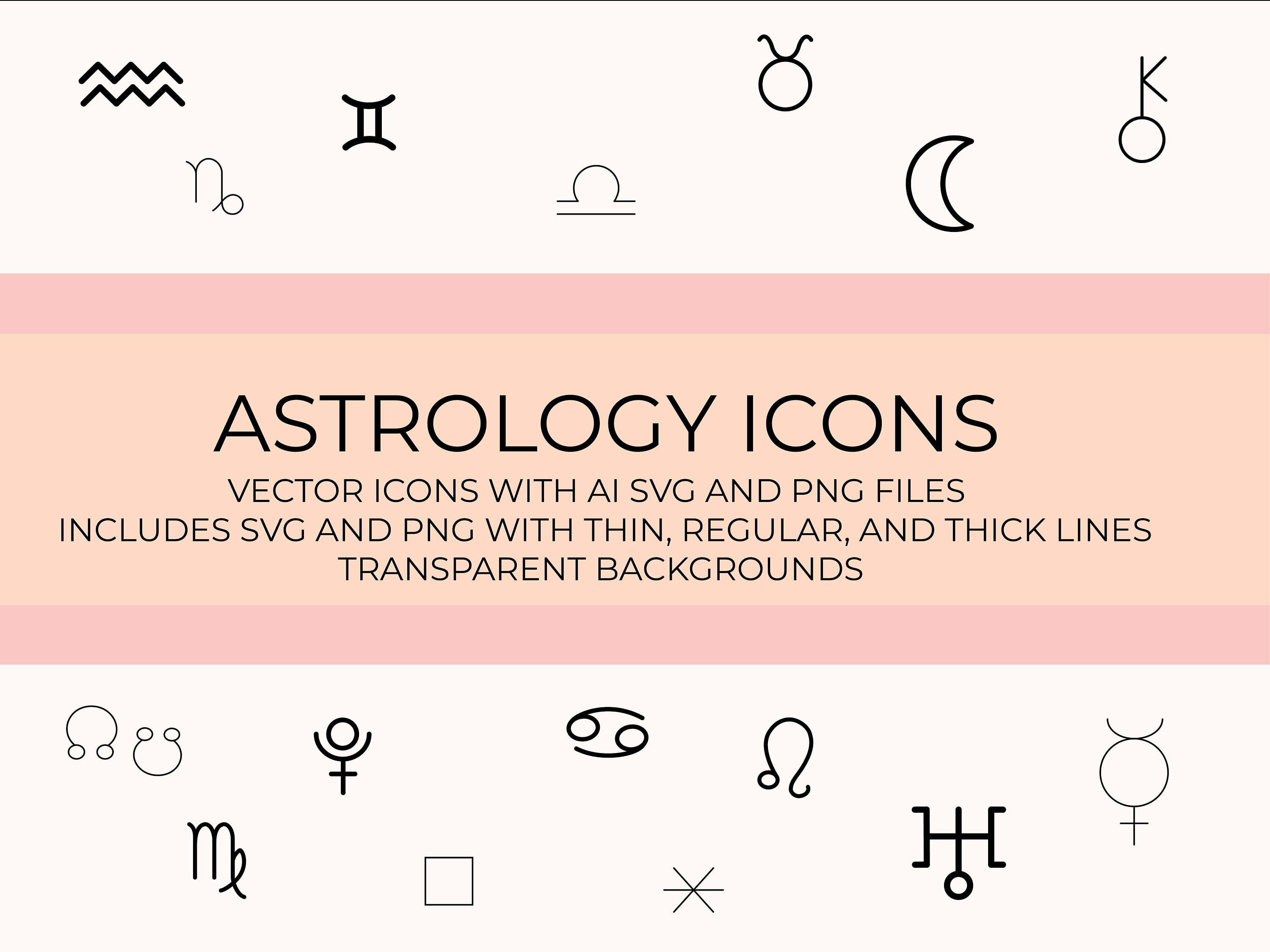 astrology icons adjustable stroke astrology glyphs planet glyphs planet ...