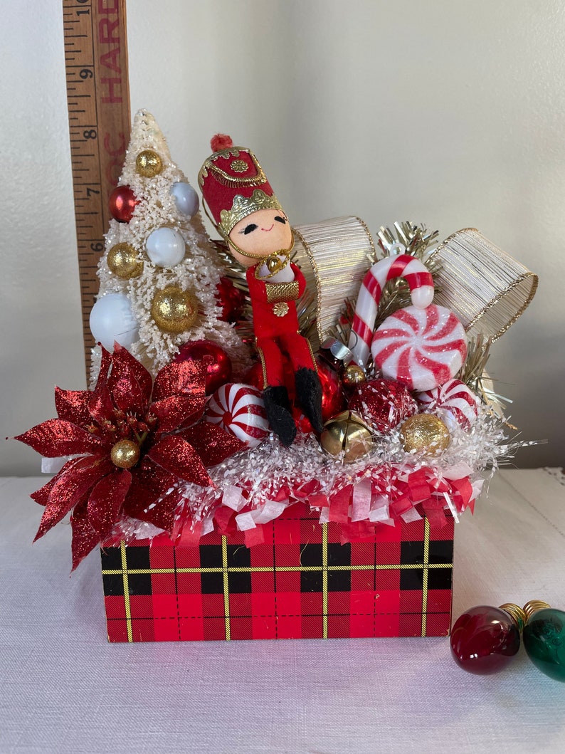 Christmas Decorated Vintage Plaid Tin Recipe Box Vintage - Etsy