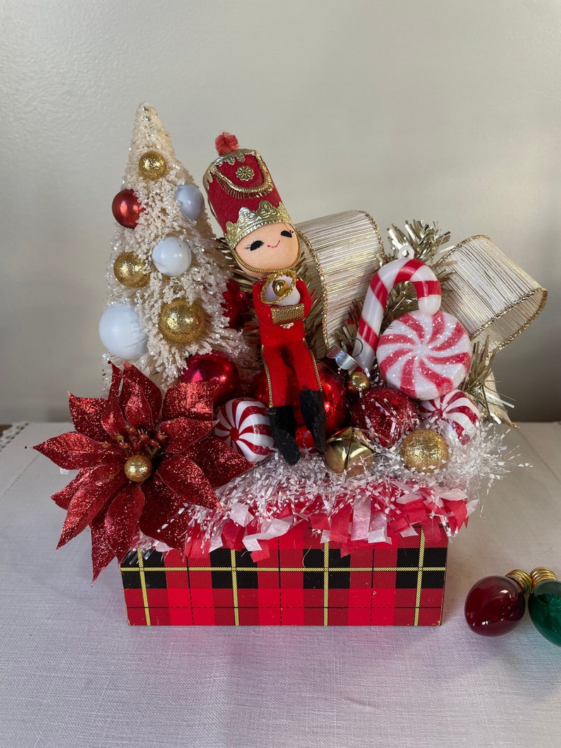 Christmas Decorated Vintage Plaid Tin Recipe Box Vintage - Etsy