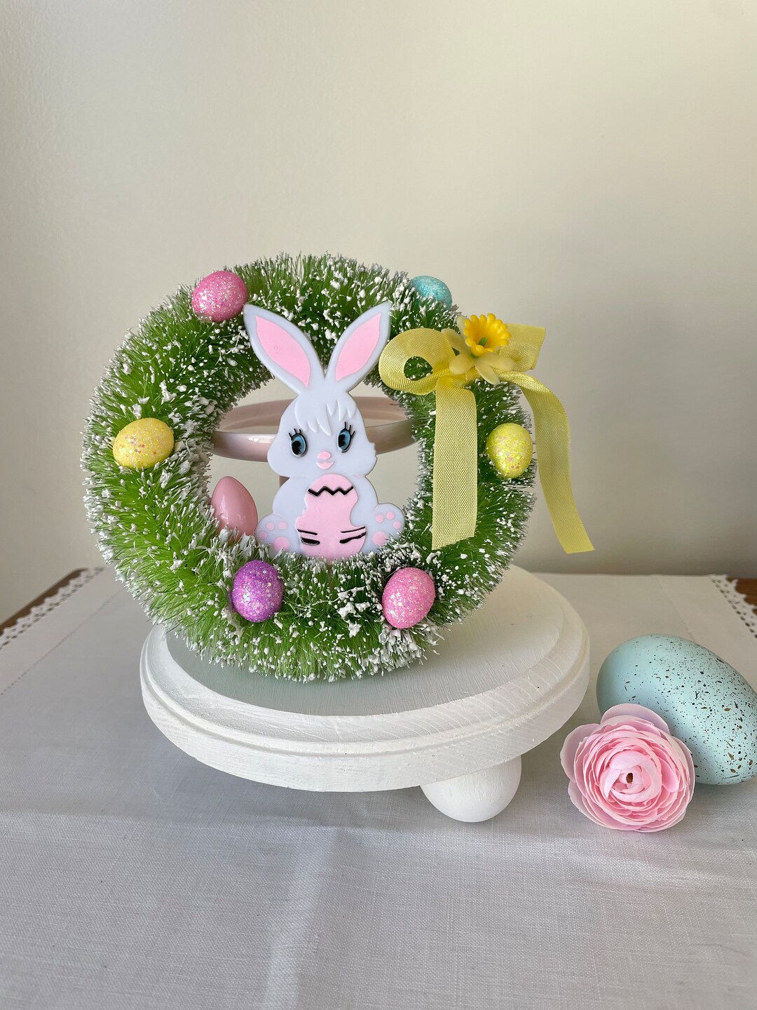 Vintage Easter Bottle Brush Wreath, Vintage Easter Wreath, Vintage ...