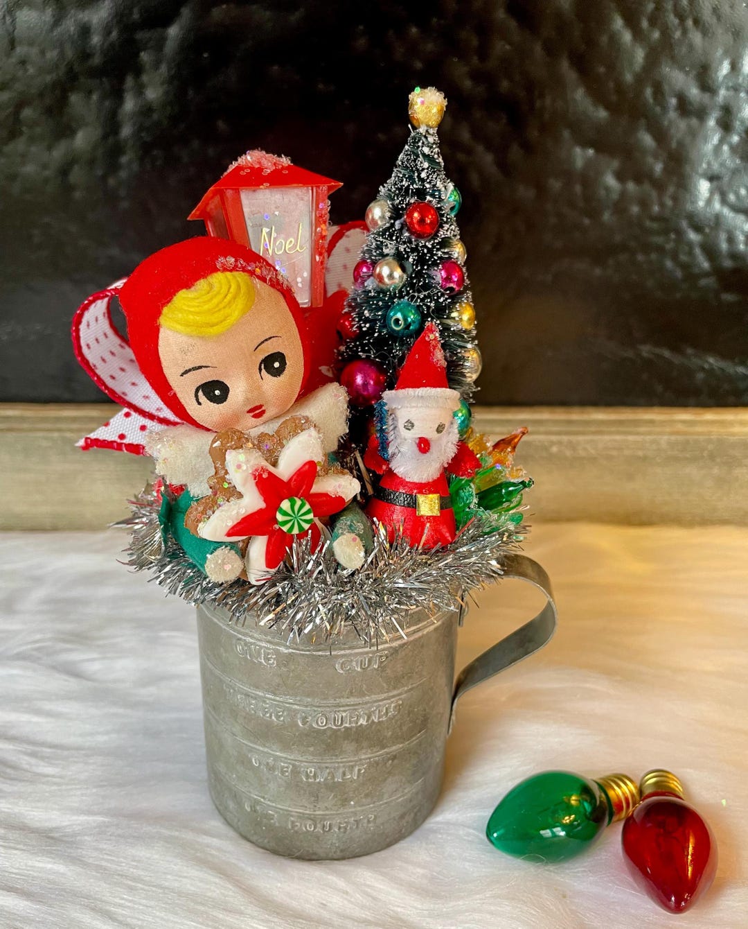 Christmas Decorated Vintage Aluminum Measuring Cup, Christmas Tiered ...