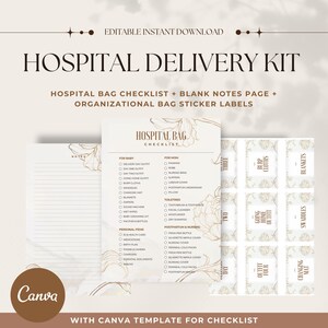 Hospital Bag Organiser Labels, Maternity Bag Organisation, Delivery ...