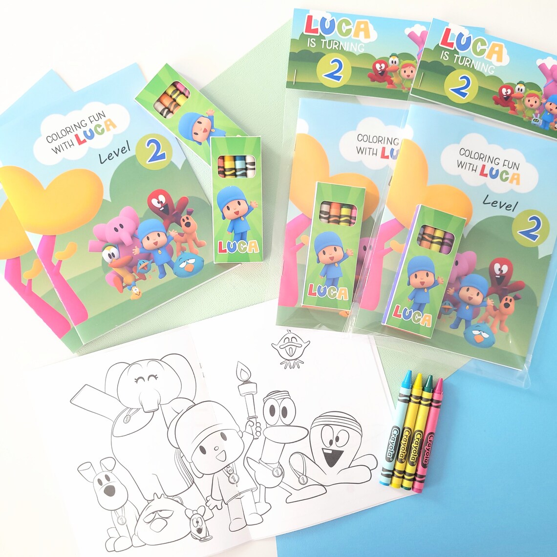 Personalized Pocoyo Coloring Book With Crayons: Birthday Party Favors ...