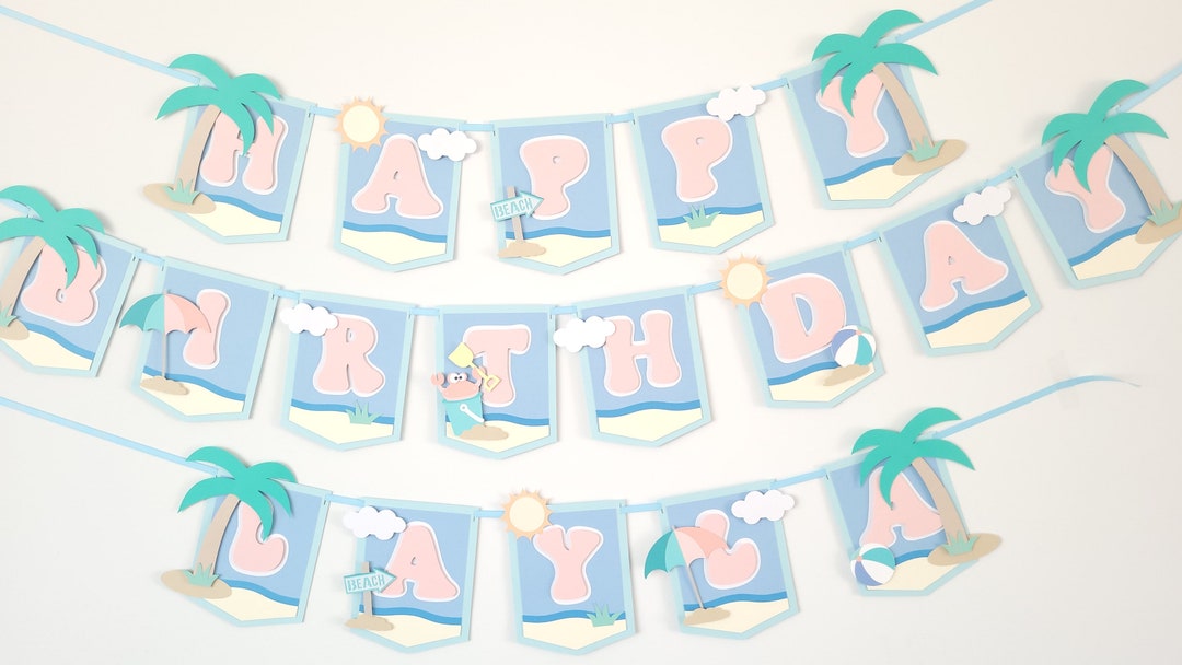 Beach Birthday Banner, Beach Party Decorations, Personalized Banner ...