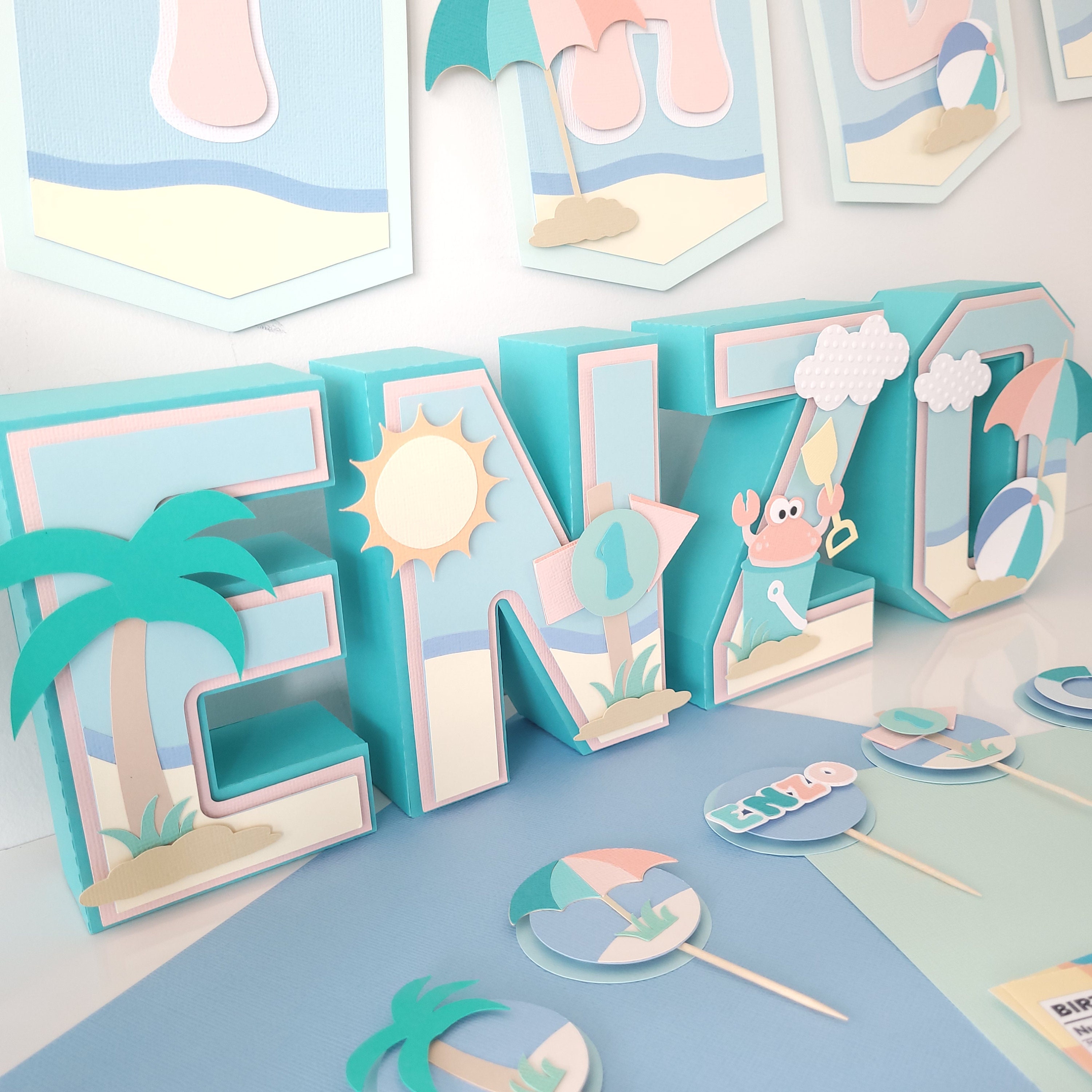 Beach Theme 3D Letter: Personalized Birthday Party Decor - Etsy