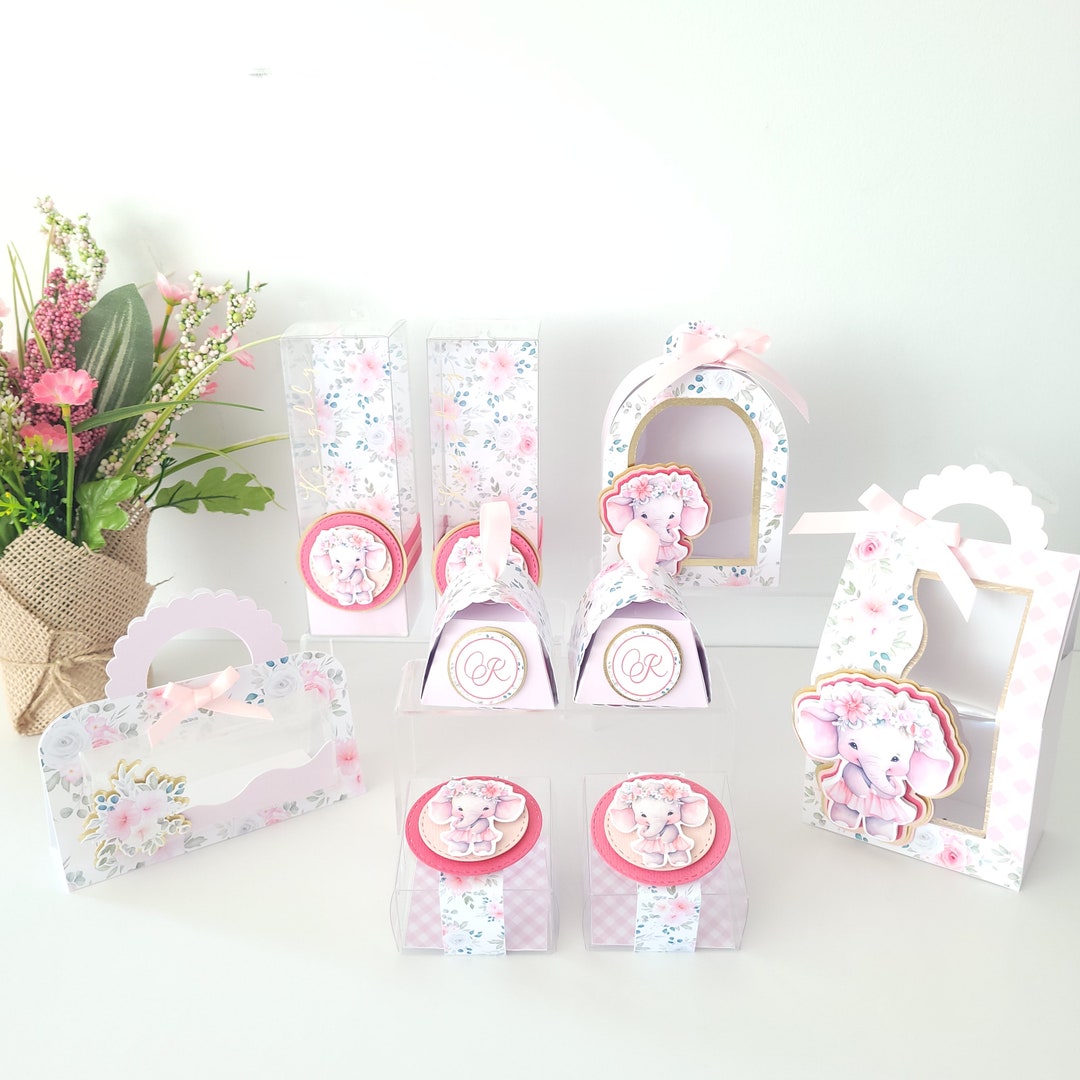 Handmade Baby Shower Favor Boxes Kit: Floral Elephant Design - Etsy