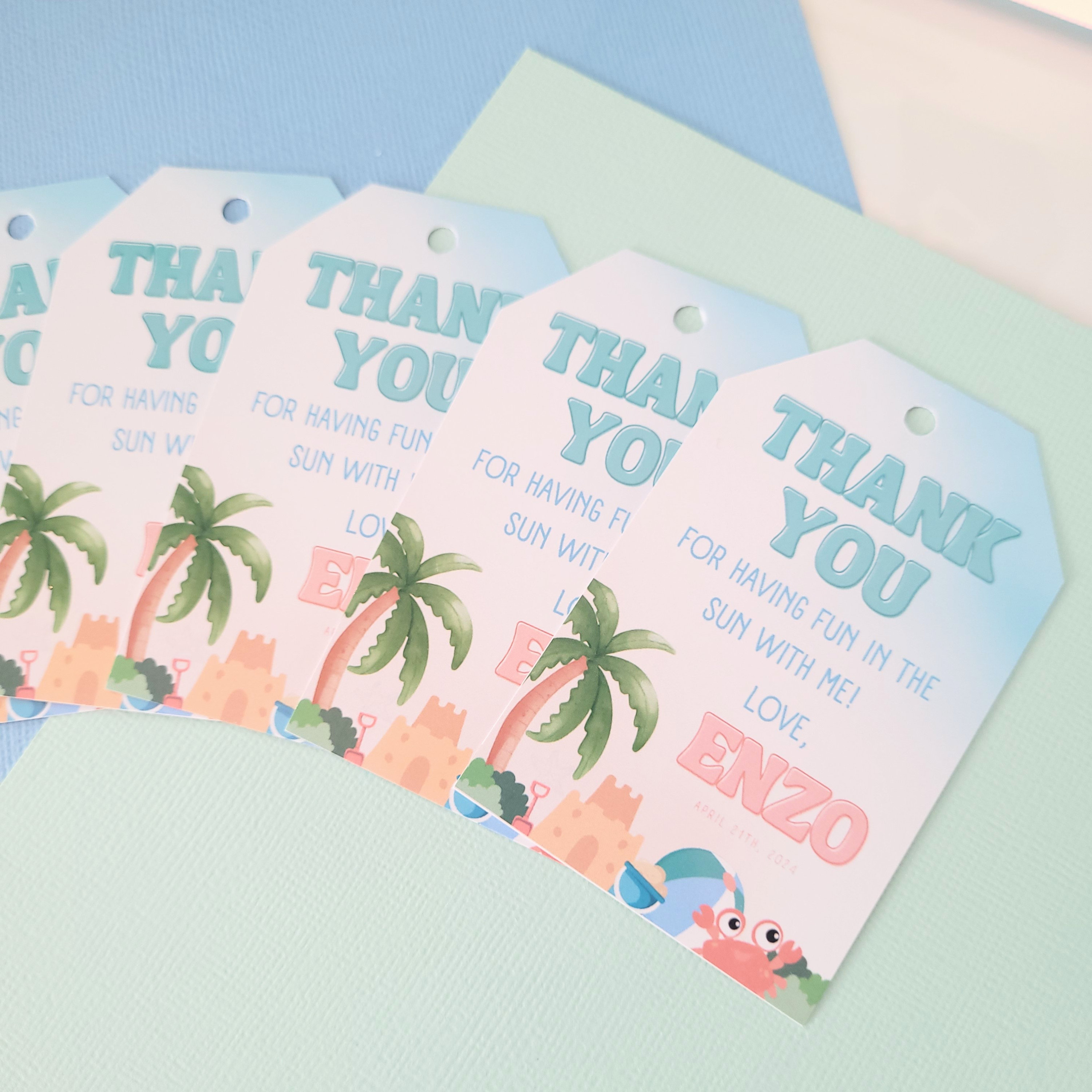Personalized Beach Birthday Thank You Tags: Summer Party Favors - Etsy