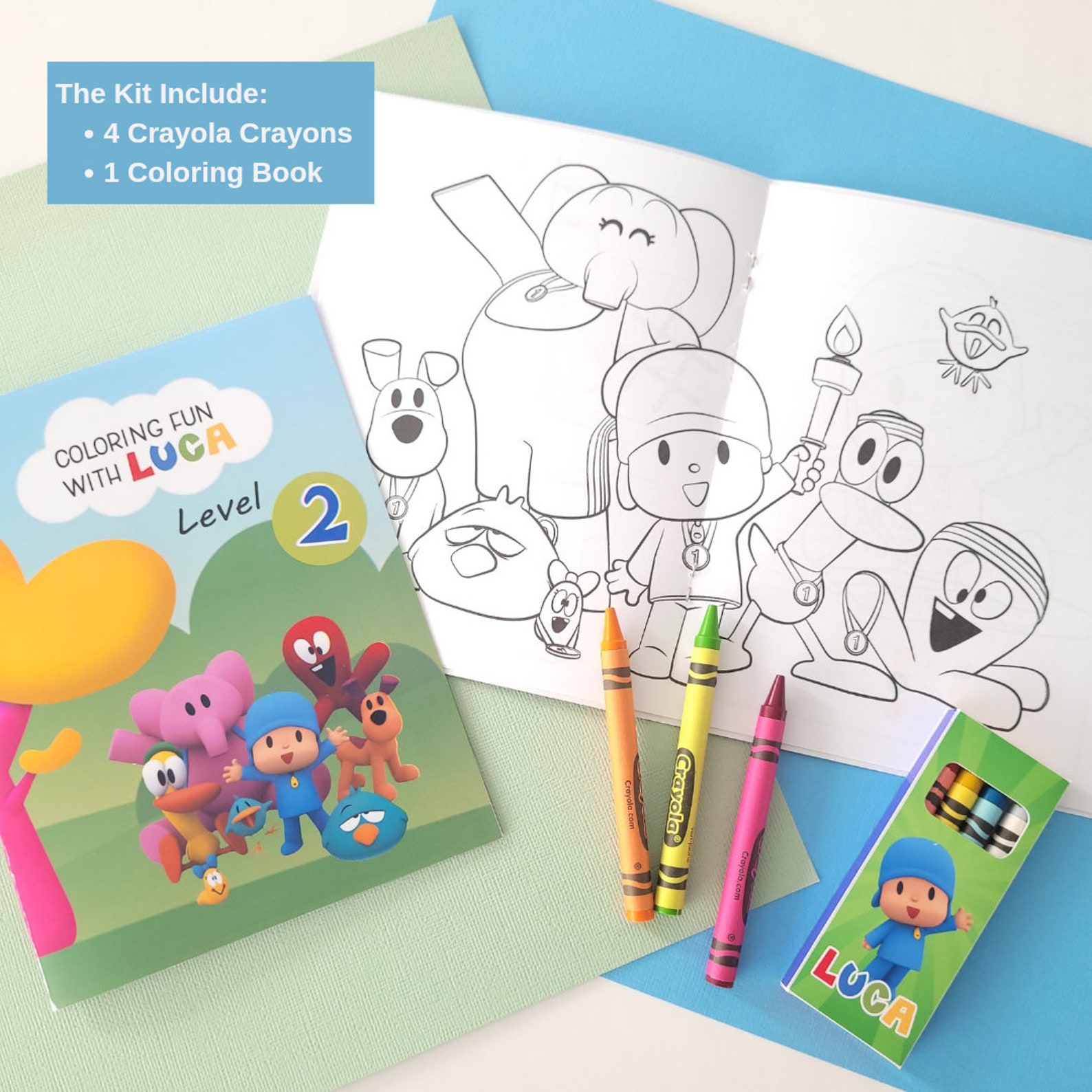 Personalized Pocoyo Coloring Book With Crayons: Birthday Party Favors ...