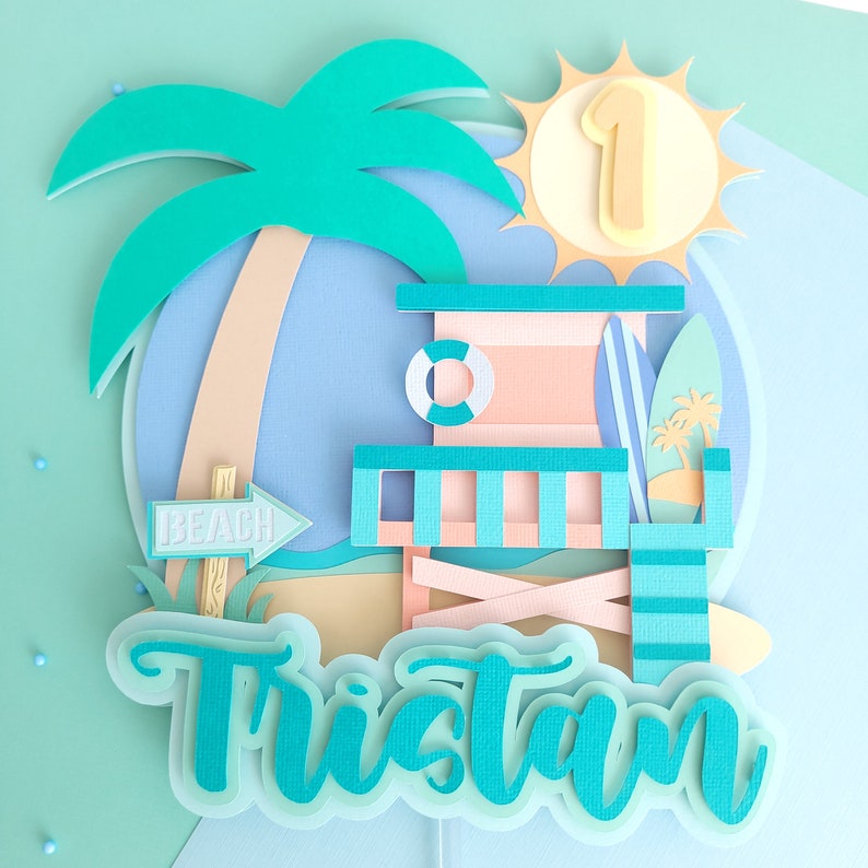 Personalized Surf Cake Topper: Beach Party Centerpiece - Etsy