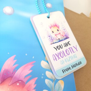 Axolotl Favor Bags With Personalized Tag, Axolotl Birthday Party ...