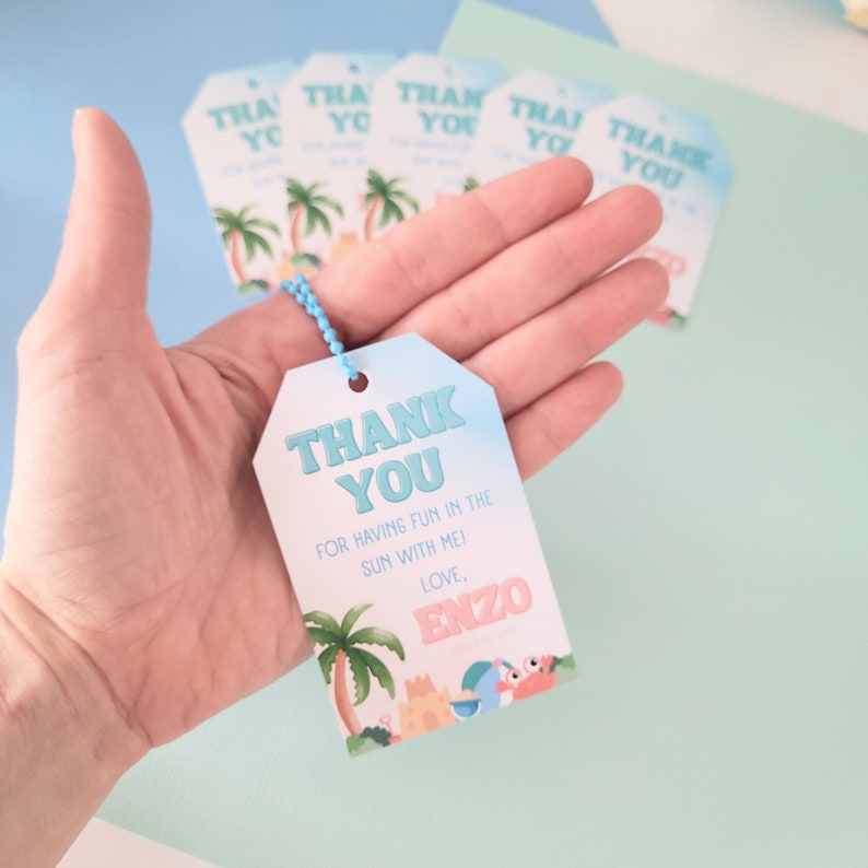 Personalized Beach Birthday Thank You Tags: Summer Party Favors - Etsy