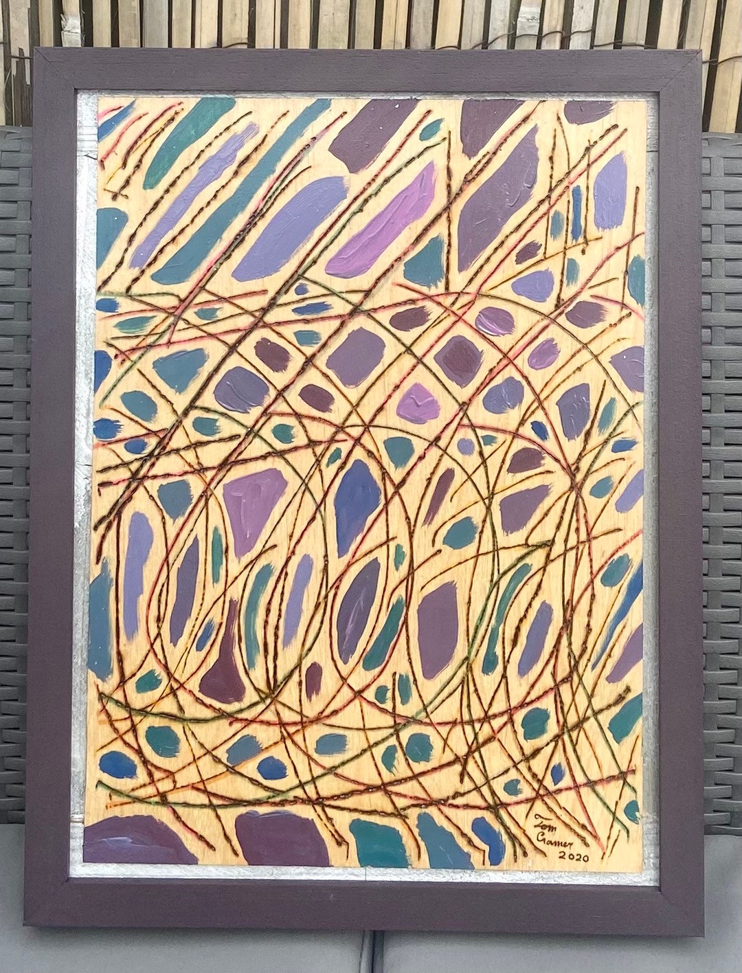 Original Tom Cramer oregon B 1960 Oil and Woodburning on Board blue ...