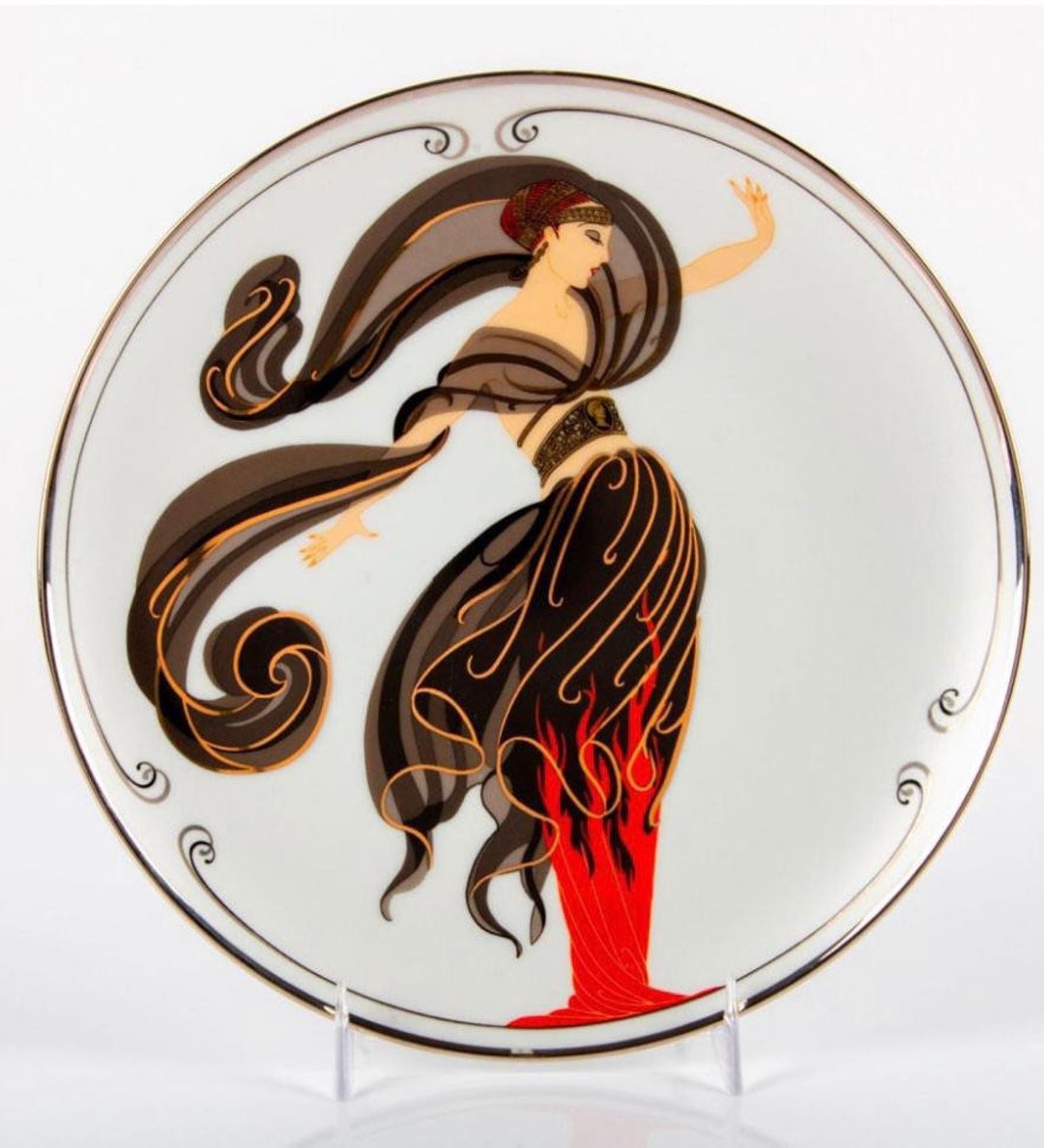 Original Vintage Franklin Mint House of Erte Collector Plate, ‘flames ...