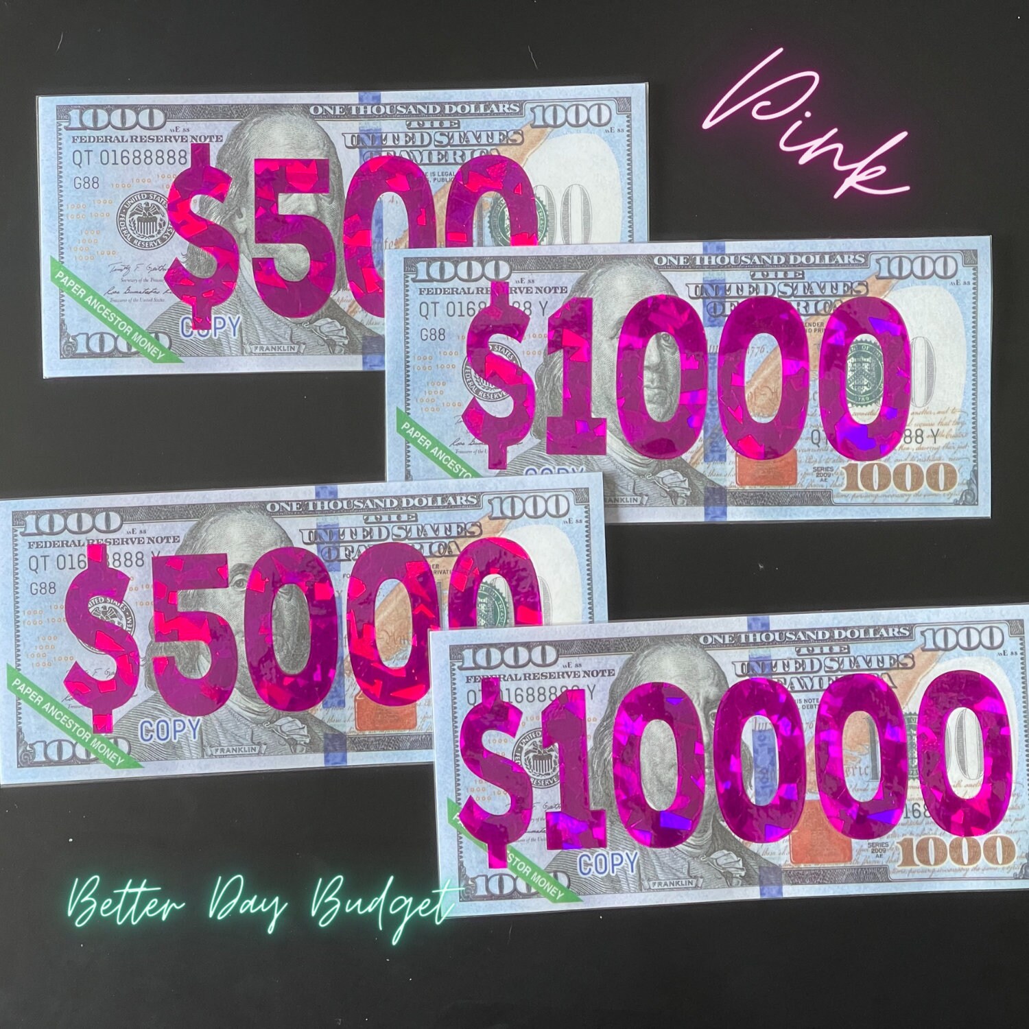 500 Dollar Place Holder 1000 Dollar Placeholder 5000 - Etsy