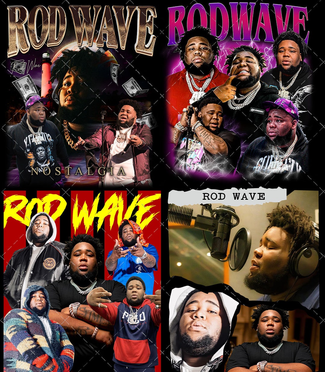 Rod Wave Rapper Music PNG, 4 Files Combo Design Nostalgia Tour Digital ...