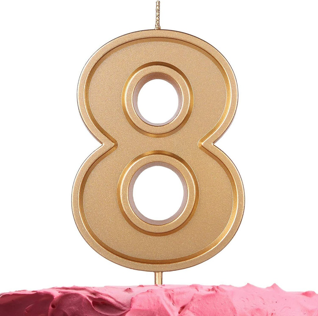 Gold 8 Number Candle Birthday Anniversary Party Cake Decorations Topper ...